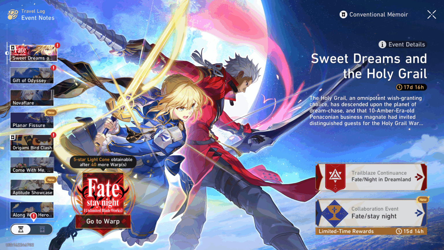 Honkai: Star Rail × Fate/stay night ─ “Sweet Dreams and the Holy Grail ...